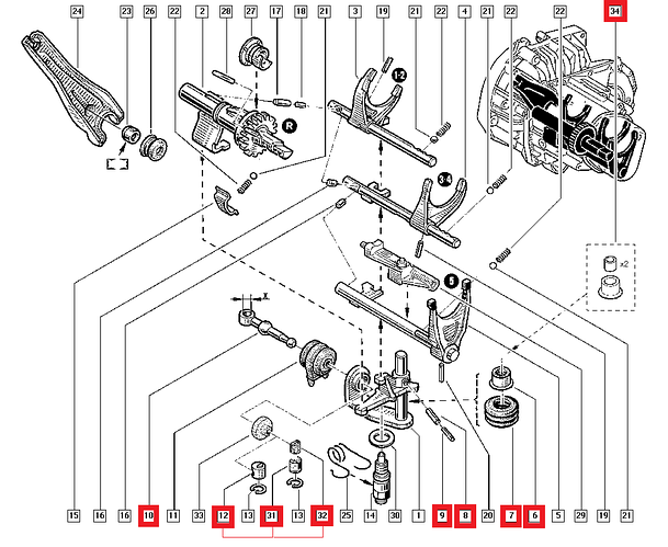 Купить Полный ремкомплект кулисы КПП RENAULT KANGOO, LOGAN, TWINGO ...