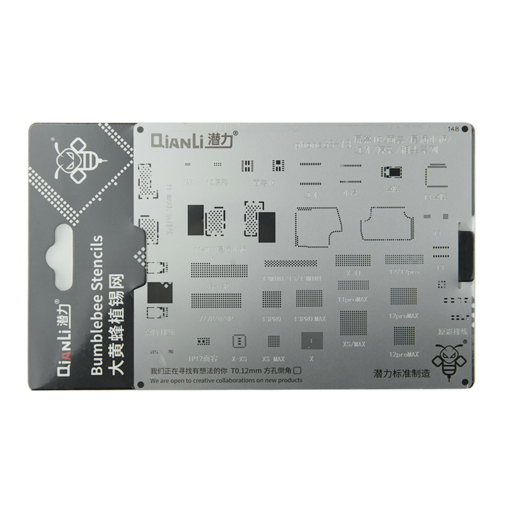 Трафарет BGA QianLi QS148 для iPhone 6S - 12 Screen IC / Face ID / Tail Plug / Camera / TrueTone ...
