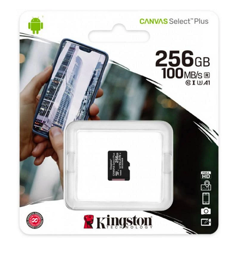 Купить Карта пам'яті 256GB Kingston microSDXC Canvas Select Plus Class 10 UHS-I U3 V30, цена 899 ...