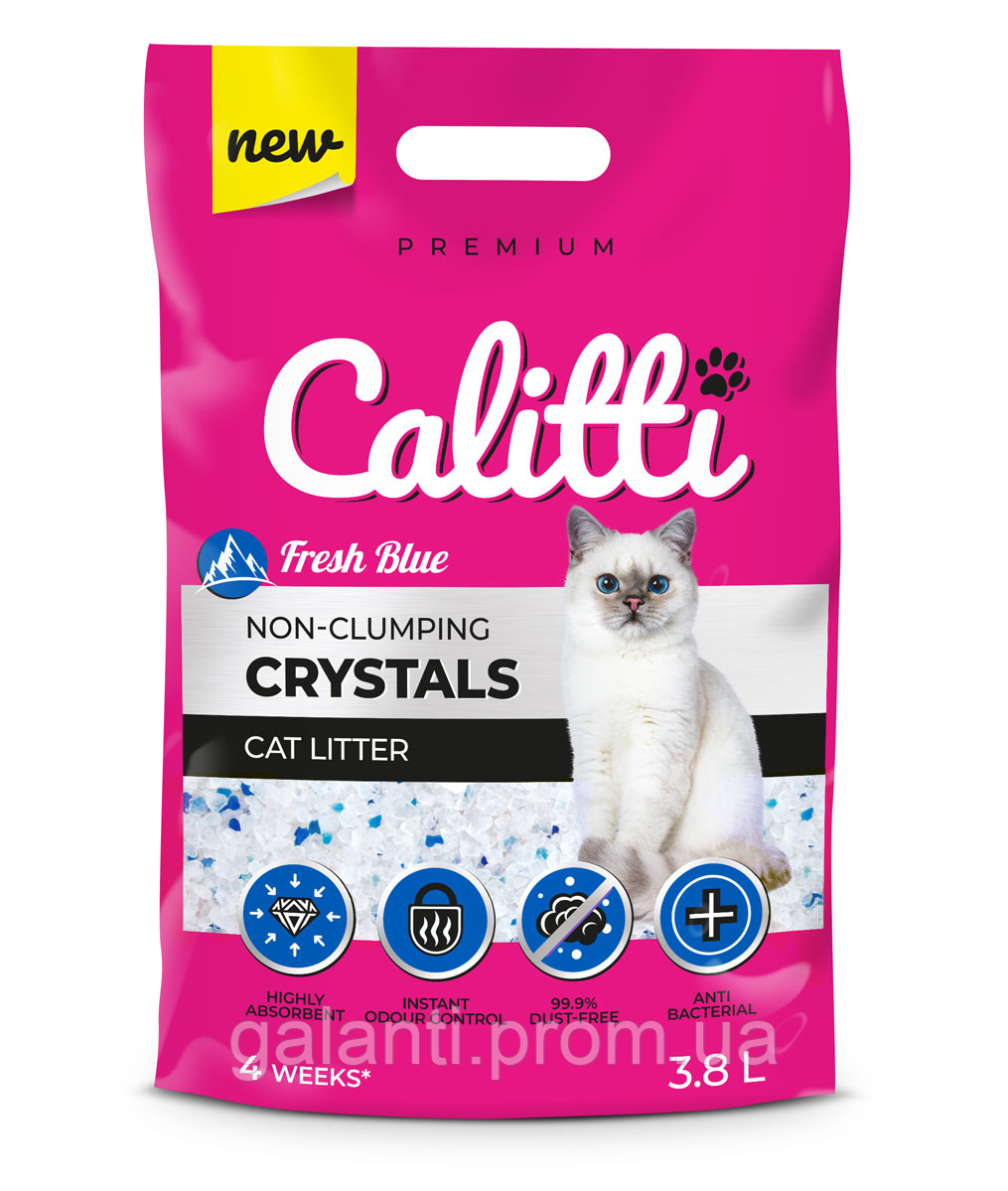 Наполнитель для кошек силикагель Calitti CRYSTALS горная свежесть 3,8 л ...