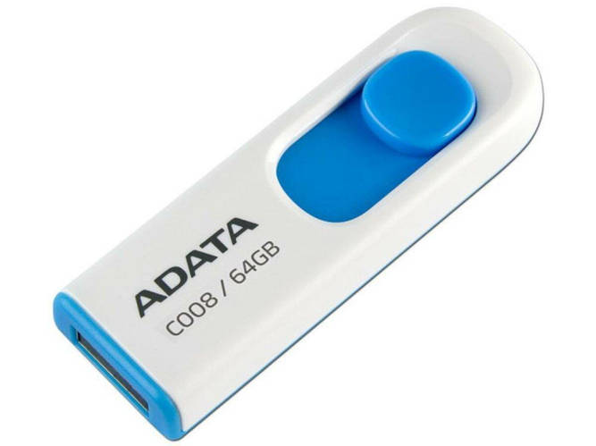 Купить Flash A-DATA USB 2.0 C008 64Gb White/Blue, цена 127.16 ₴ — Prom ...