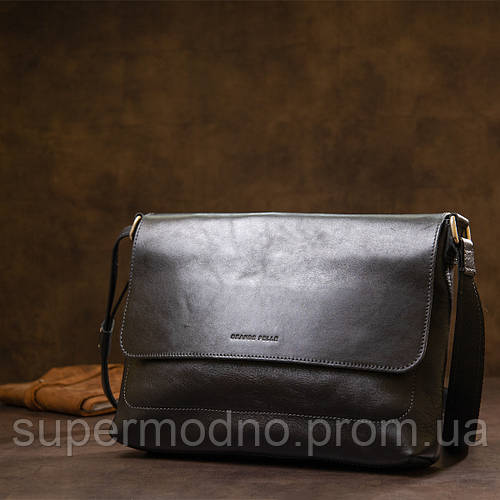 Купить Кожаная мужская прямоугольная сумка GRANDE PELLE 11429 Черный MN ...