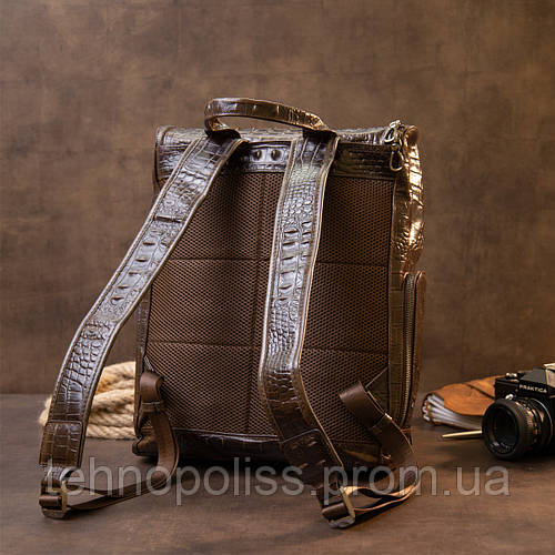 Рюкзак под рептилию кожаный Vintage 20430 Коричневый 30х37,5х9 см TO ...