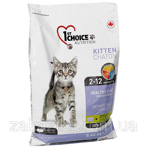 Купить Сухой супер премиум корм для котят 1st Choice Kitten Healthy ...