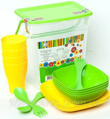 Набір пластикового посуду Алеана на 4 персони. 169042 TP, код: 6599892 ...