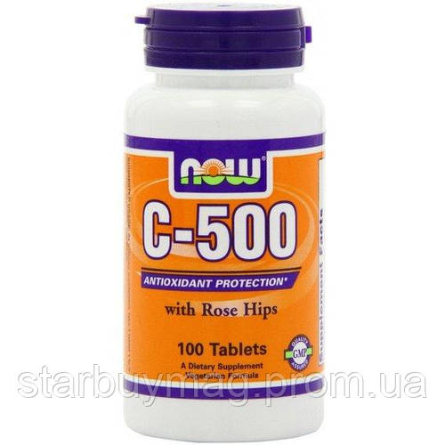 Вітамін C NOW Foods Vitamin C-500 Rose Hips 100 Tabs SB, код: 7518634 ...