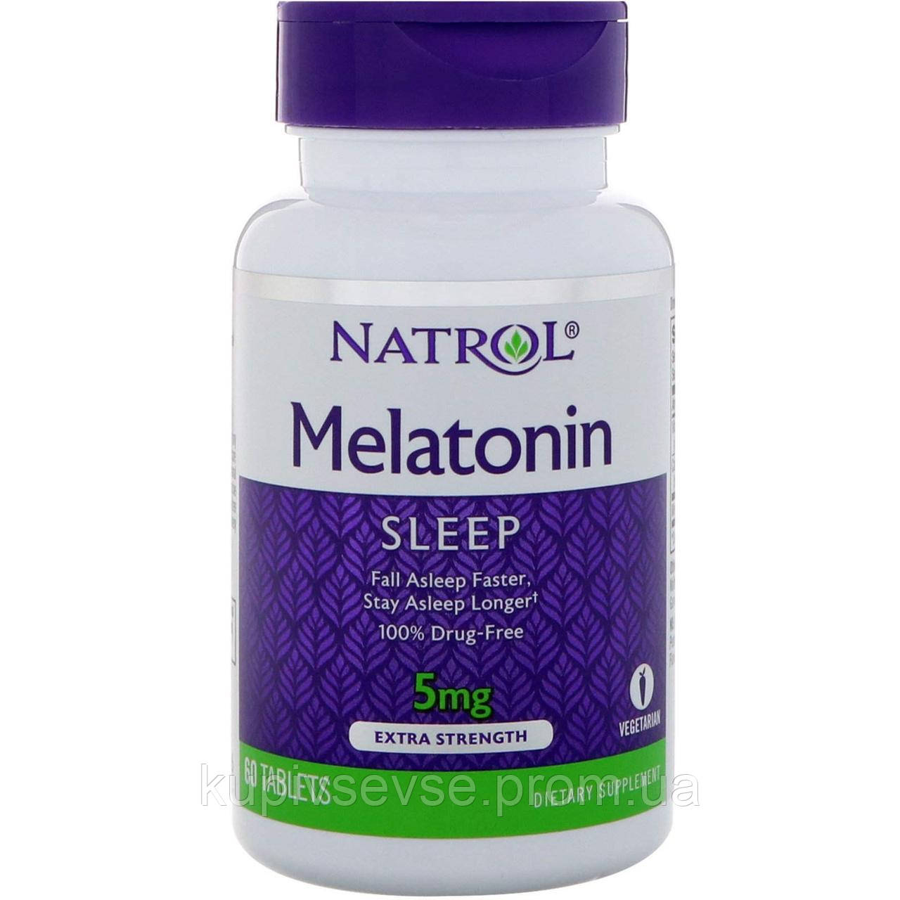 Мелатонін, Natrol, Melatonin, 5 мг, 60 таблеток 1307 KP, код: 1535319 ...
