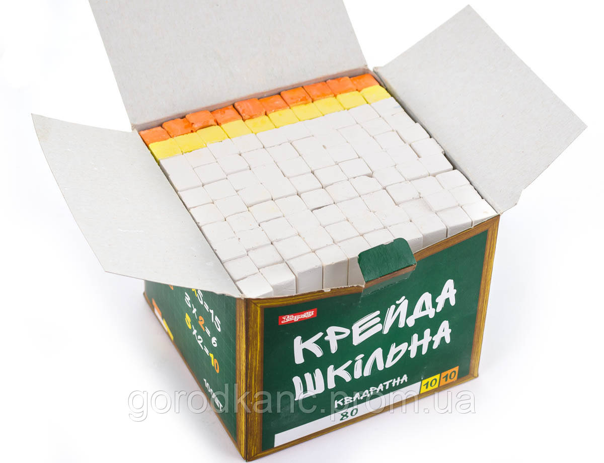 Крейда шкільна 1Вересня біла кольорова 12х12 квадратна 100 шт Id 1958594998 цена 118 01