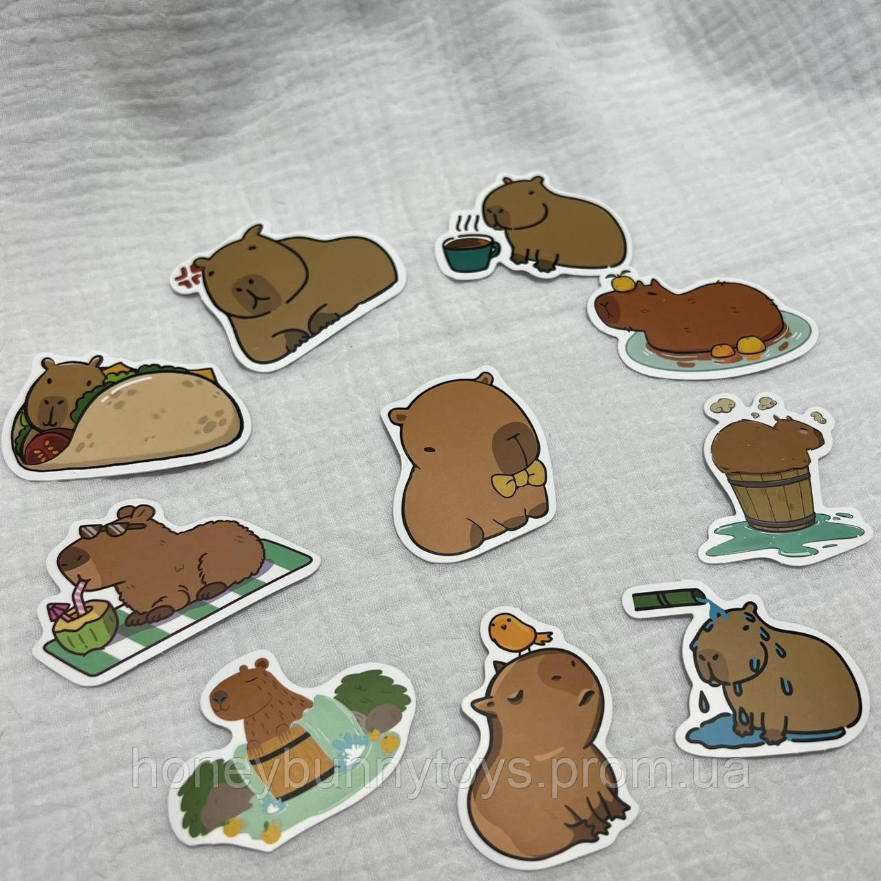 Купить Набор стикеров Капибара 10 шт - Виниловые наклейки на ноутбук ...