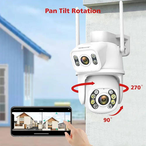 Уличная Камера видеонаблюдения с двойной камерой WI-FI 8MP 4K PTZ IP ...