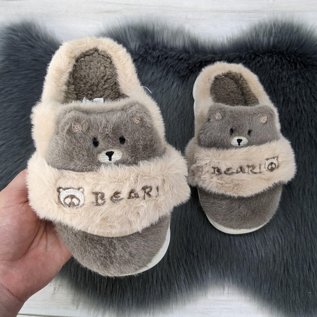Тапочки дитячі хутряні з ведмедиками коричневі 5166 продаж ціна у Кременчуку Дитячі та