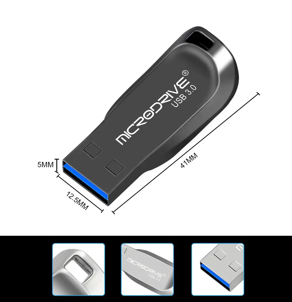 Флешка USB накопичувач Microdrive USB 3.0 64GB Темно-сірий Metal Флешка ...