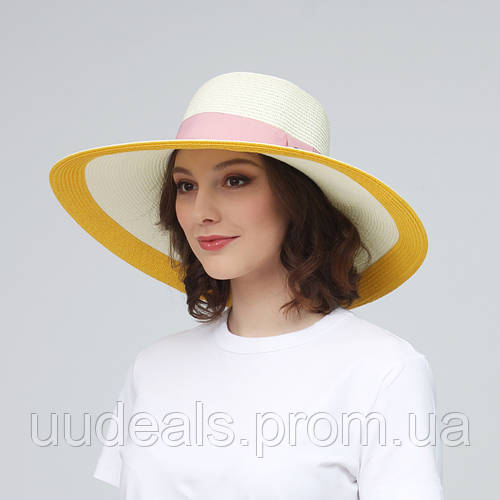 Капелюх LuckyLOOK із широкими крисами 376-503 One size Бежевий UD, код ...