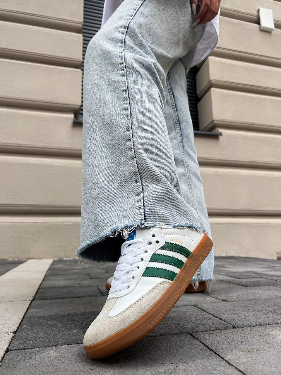 Кроссовки Adidas Samba белые, кроссовки адидас самба кожаные осенние ...