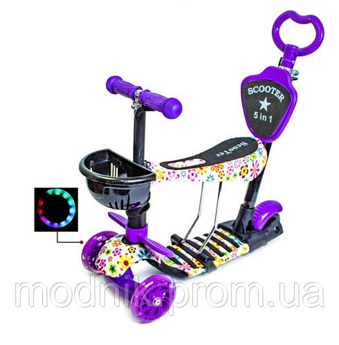 Купить Самокат 5в1 с подсветкой Scooter Flowers 1954264907 MD, код: 2376927, цена 1476.99 ...