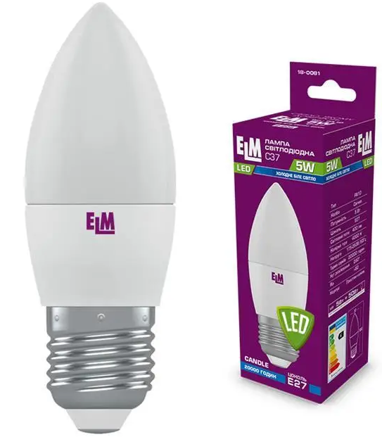 Заказать Лампа ELM Led свечка 5W PA10 E27 4000 с доставкой по Украине ...