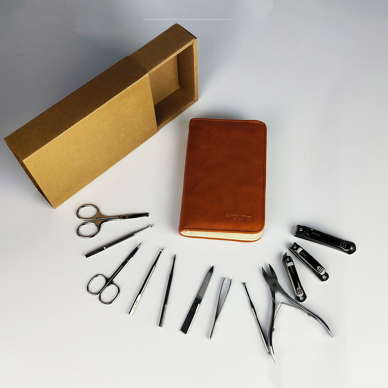 Манікюрний набір Moltis Maxi Braun PRO_12 предметів стильний Lux в ...