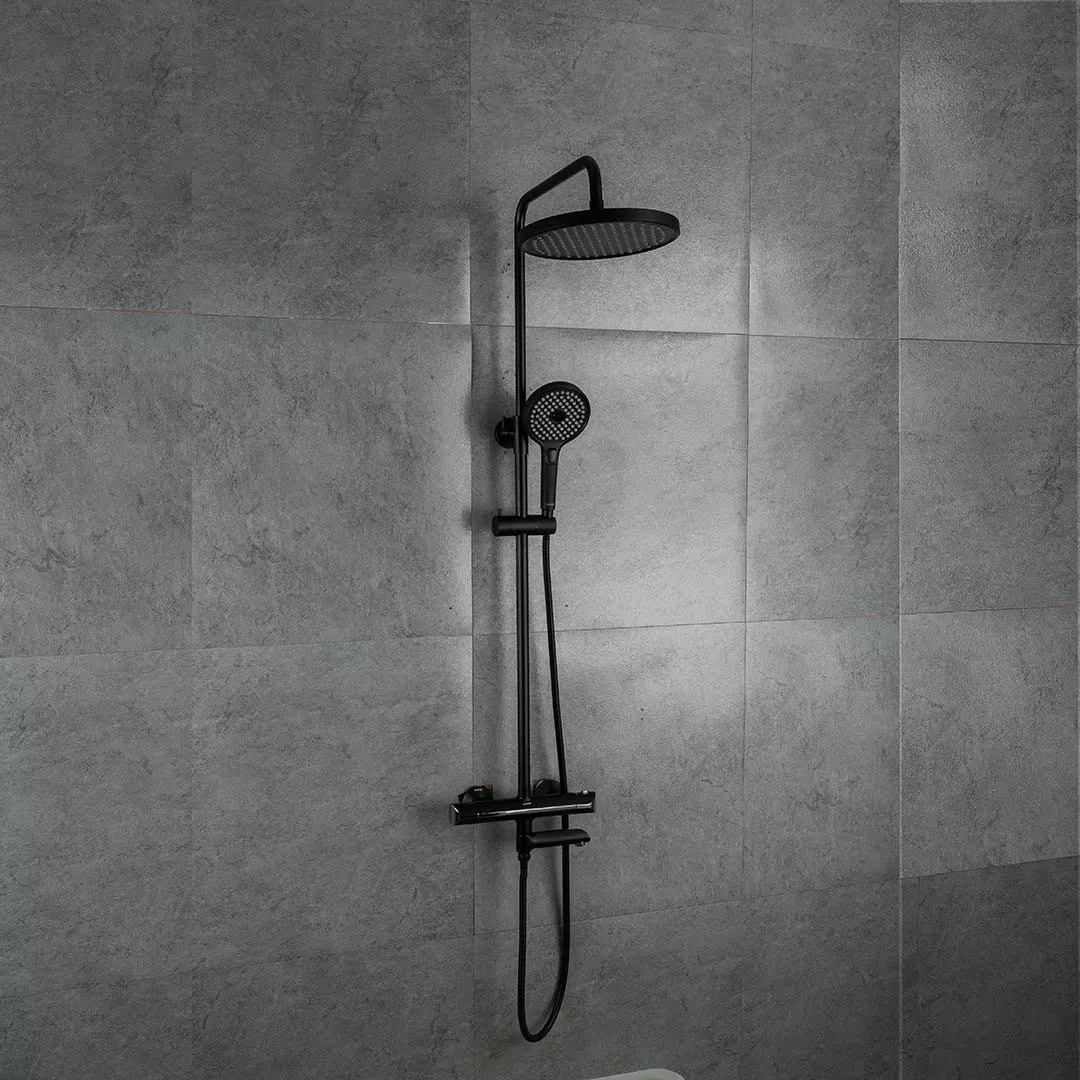 Купить Душова система з термостатом GAPPO G2403-56, вилив - перемикач на лійку 3 режими, чорний ...