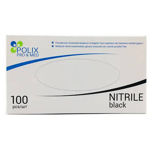 Купить Polix PRO&MED Перчатки Нитриловые BLACK/черные M (100 шт/пач ...