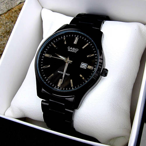 Купить Часы мужские Casio Quartz Water Resist кварцевые наручные черные ...
