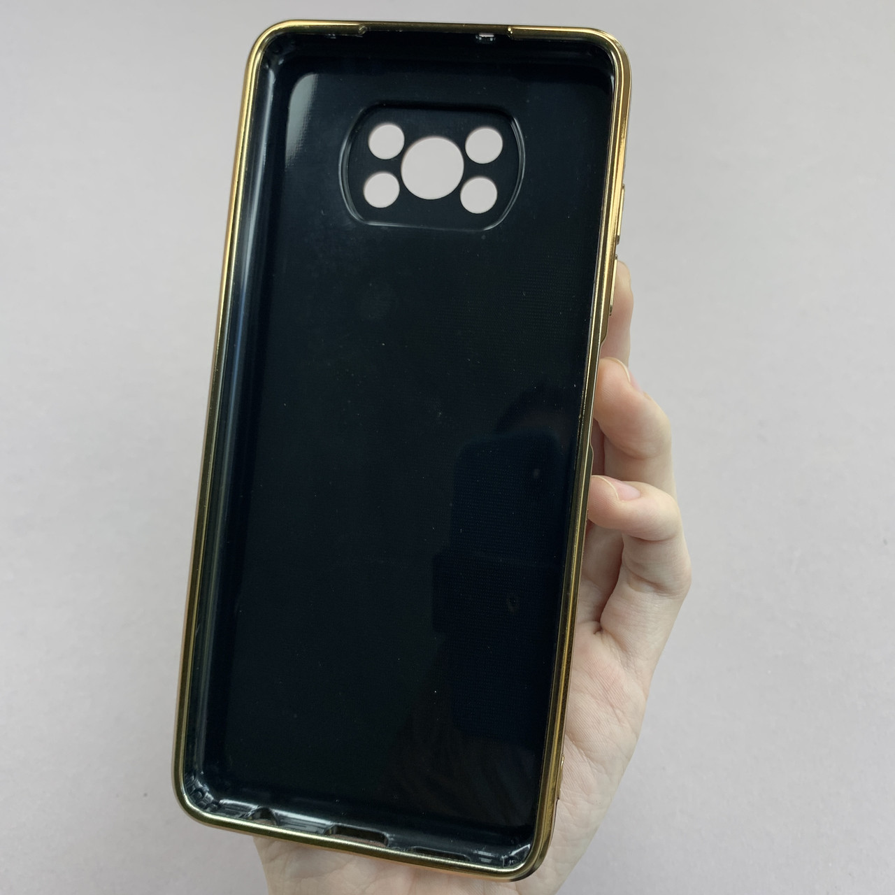 Чехол для Xiaomi Poco X3 Pro глянцевый с золотой окантовкой чехол на ...
