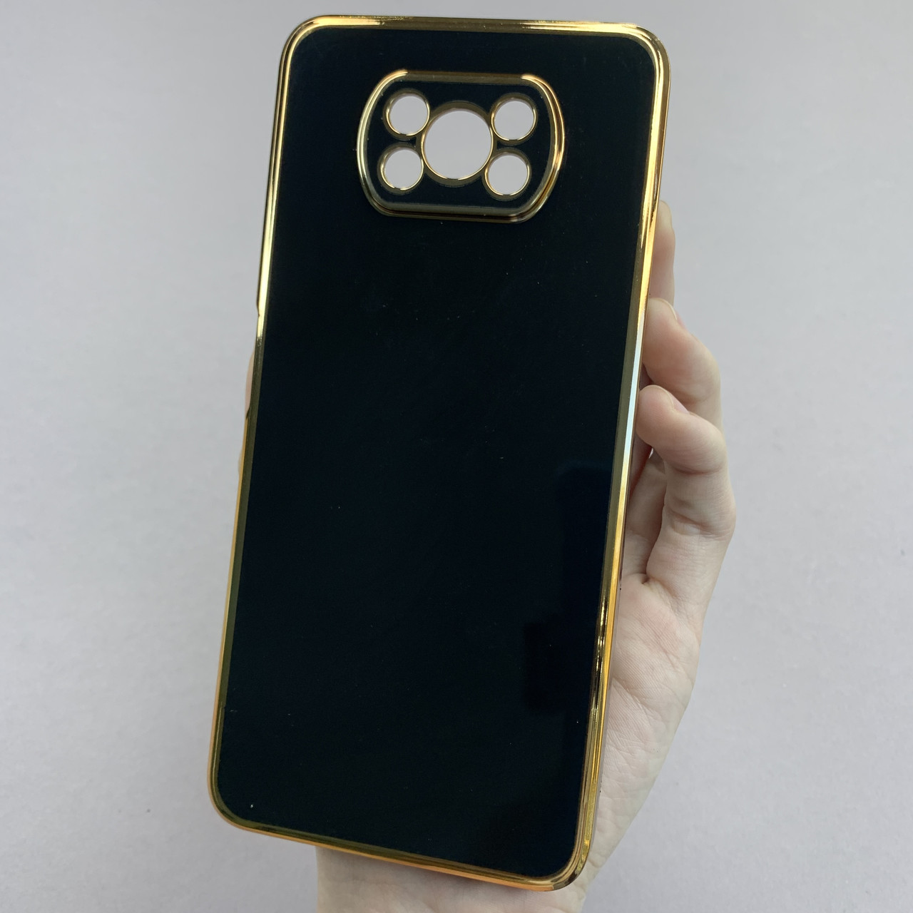 Чехол для Xiaomi Poco X3 Pro глянцевый с золотой окантовкой чехол на ...