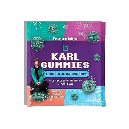 Желейні цукерки Feastables Karl Gummy Candy Sour Blue Raspberry 50 g ...