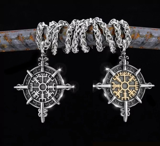 Амулет серебряный "Компас Викингов Вегвизир" (ID#1974704646), цена ...