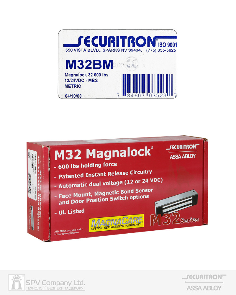 Замок електромагнітний SECURITRON M32 B M 12/24В накладний 272 кг (ID ...