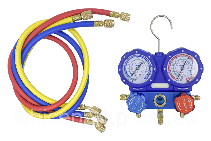 Манометричний колектор для фреона двовентильний Whicepart DSZH WK-C3601S зі шлангами (ID ...