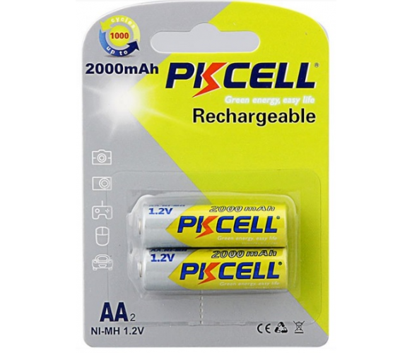 Аккумулятор AA, 2000 mAh, PKCELL, 2 шт, 1.2V, Pre-Charged, Blister ...