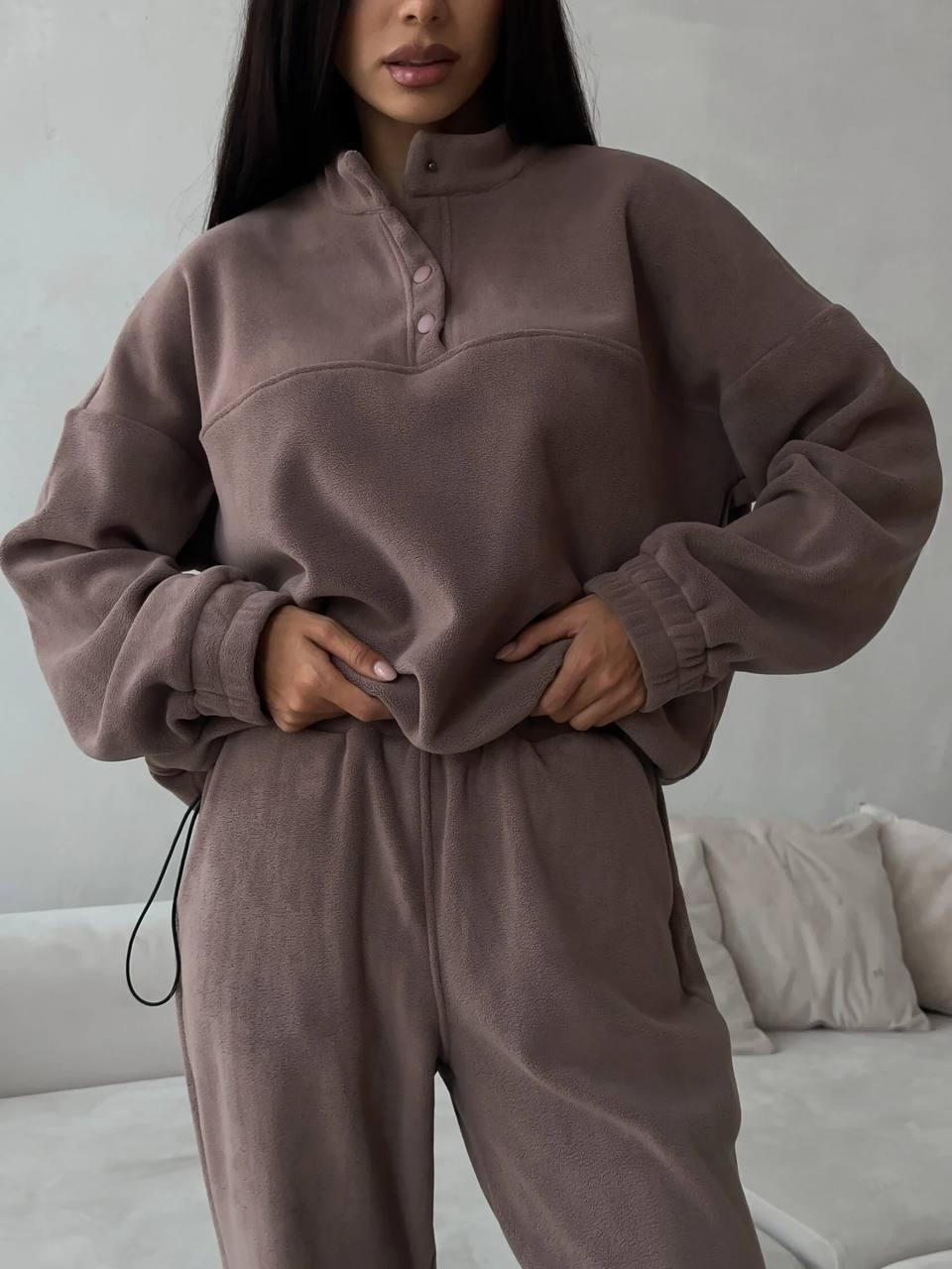 Женский тёплый спортивный костюм, флисовый костюм 42/44, Мокко ...