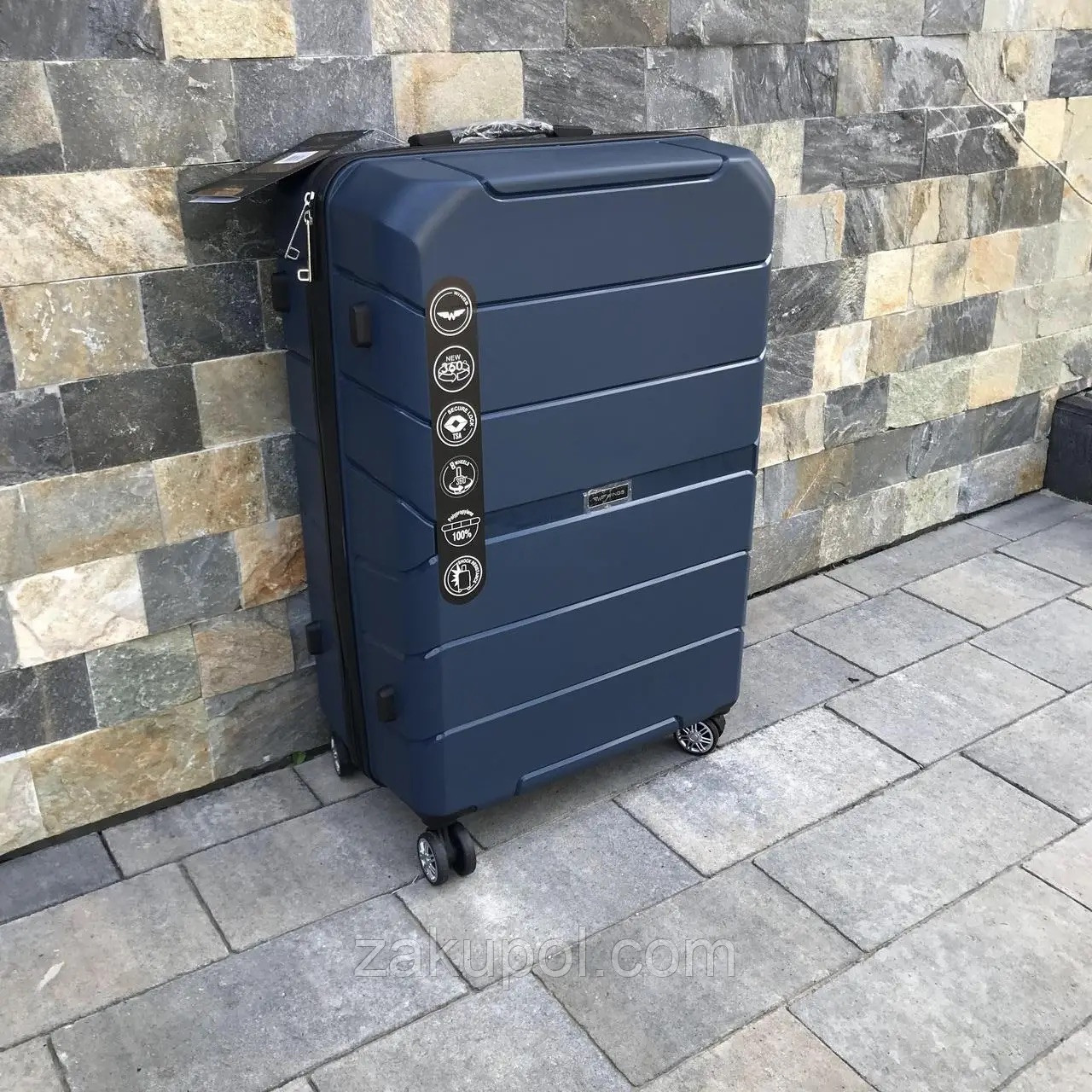 Дорожня валіза Wings PP05 з поліпропілену на 4 колесах, велика синя (ID ...