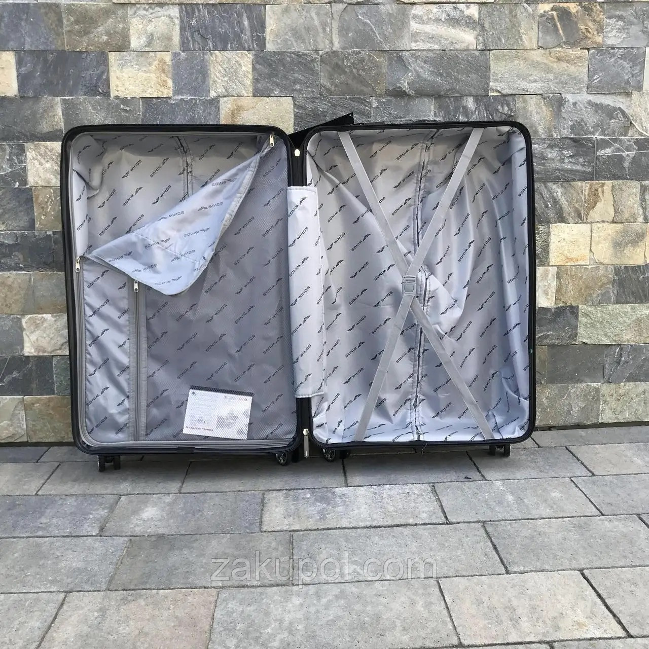 Дорожня валіза Wings PP05 з поліпропілену на 4 колесах, велика синя (ID ...