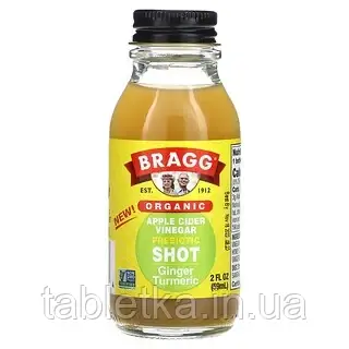 Купить Bragg, Органический яблочный уксус, пребиотик, шот, имбирь и ...