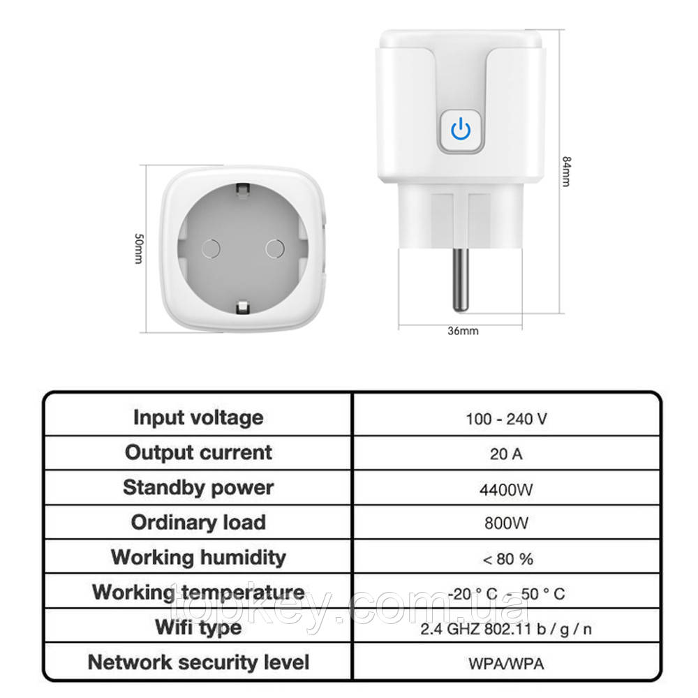 Купить Умная Розетка WiFi 20A c Ваттметром и Таймером WiFi Розетка для ...