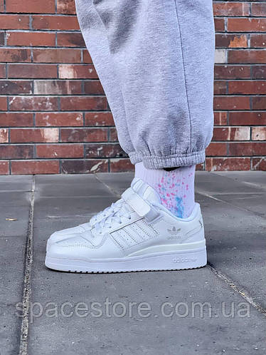 Купить Кроссовки Женские Adidas Forum Low White белые натуральная кожа ...