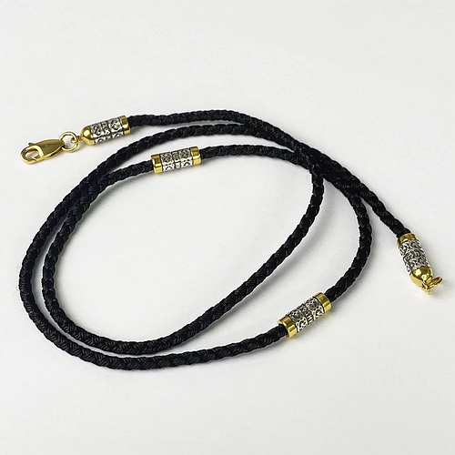 Купить Ювелирный шнурок "Спаси и Сохрани" с позолотой тонкий 55 см ...