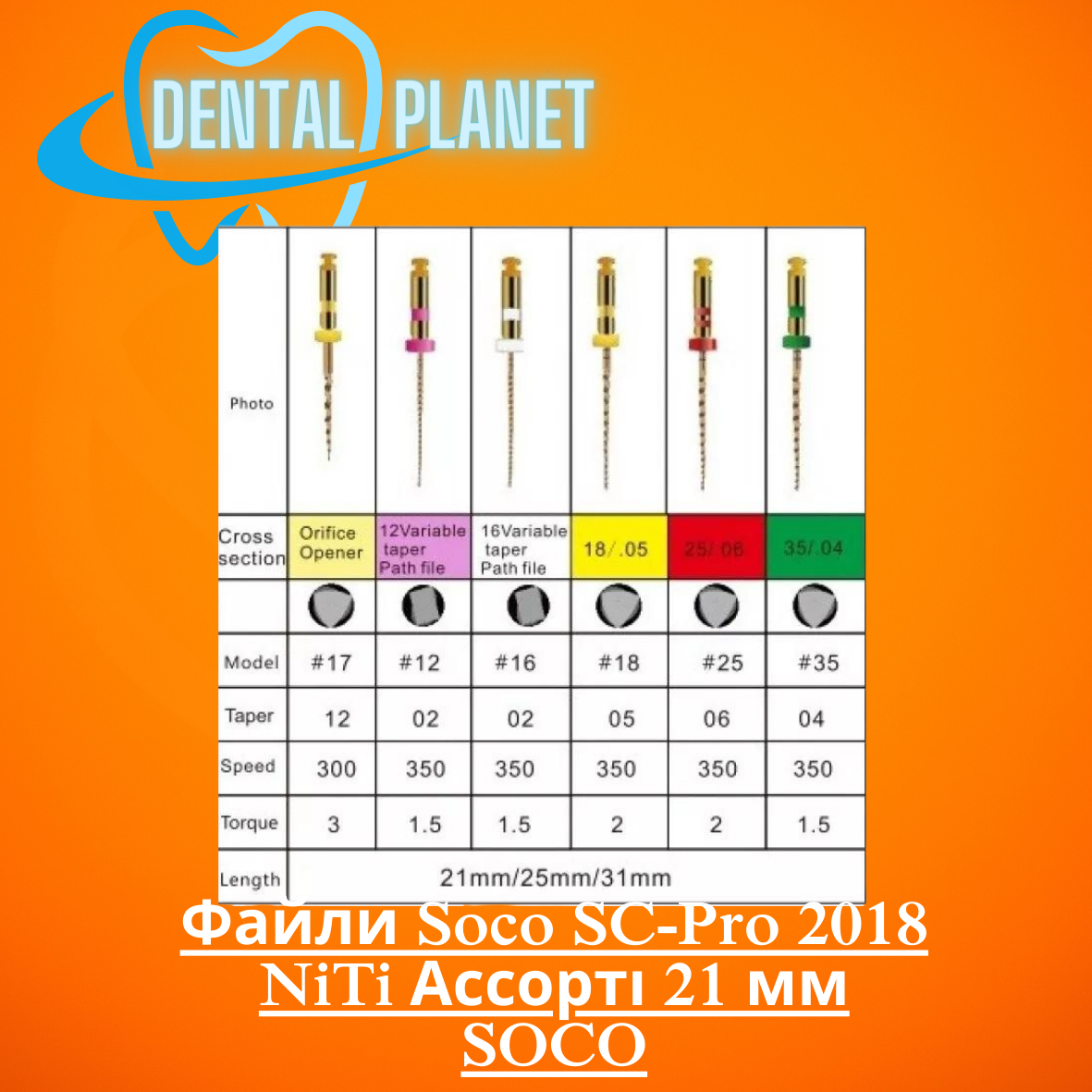 Купить Файли Soco SC-Pro 2018 NiTi Ассорті 21 мм, цена 600 ₴ — Prom.ua ...