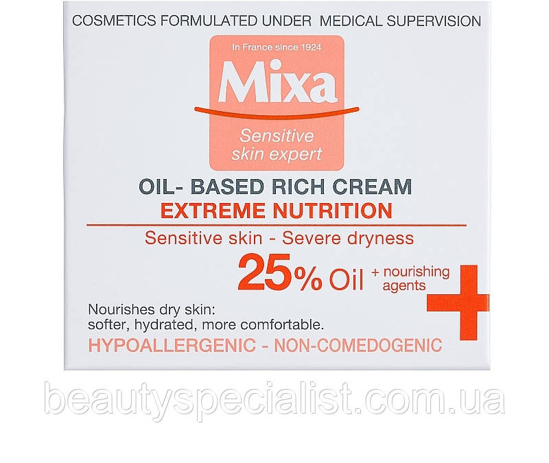 Питательный крем для восстановления очень сухой чувствительной кожи Mixa Oil Based Rich Cream