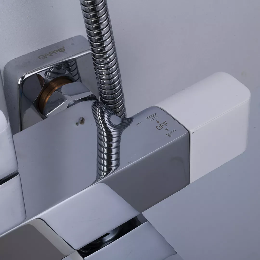 Купить Душова система з термостатом GAPPO G2407-50, вилив - перемикач на лійку, білий/хром, цена ...