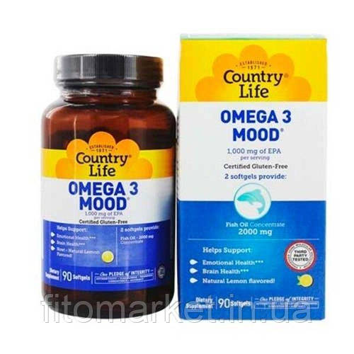 Вітаміни Omega-3 Mood (Омега-3 настрій) 90 капсул ТМ Кантрі Лайф / Country Life (ID#832065290 ...