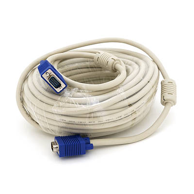 Кабель Merlion VGA 3+4, 10m, male to male (папа-папа), OD-8.2mm, 2 феррита, оплетка, круглый ...