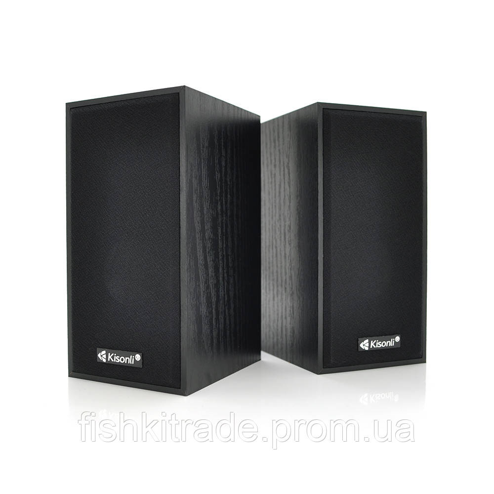 Колонки 2.0 Kisonli T-004 для ПК и ноутбука, USB + 3.5mm, 2x3W, 20Hz- 20KHz, Black, BOX, Q40 h ...