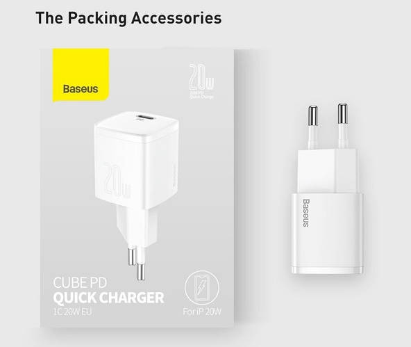 Зарядное устройство Baseus 20W Cube PD USB Type-C / Быстрая зарядка 20 ...