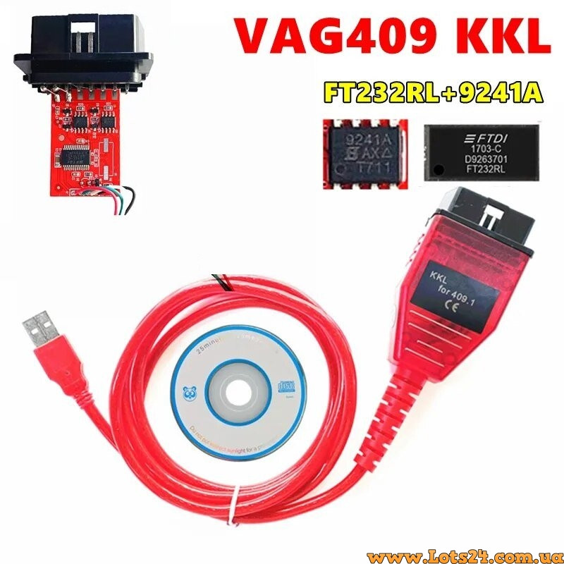 Адаптер диагностический кабель сканер ftdi vag-com 409.1 kkl k-line usb ...