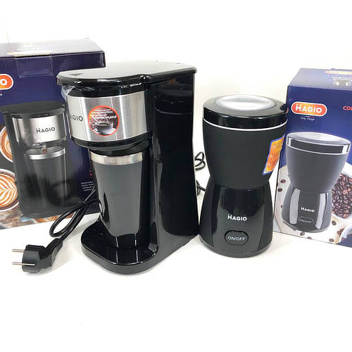 Набір Дизайнерської Лінійки Magio: Кавомолка Magio Mg-205 + Крапельна Кавоварка Magio Mg-449 ...