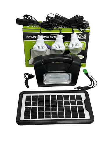 Комплект автономного освітлення GDPlus GD-8 4500 мА/г із сонячною панеллю/ліхтарем/лампою (ID ...