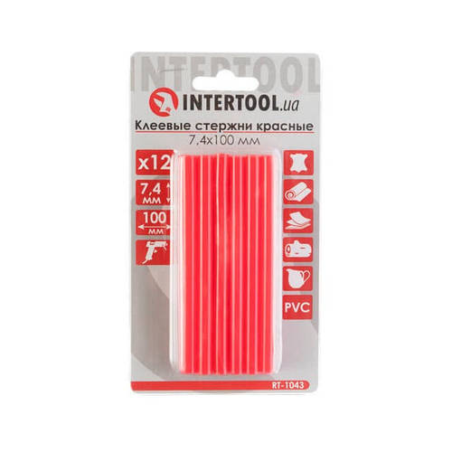 Комплект красных клеевых стержней 7.4 мм x 100 мм, 12 шт. INTERTOOL RT-1043 (ID#1990279209 ...
