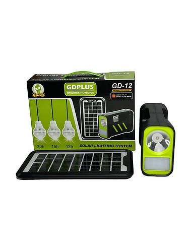 Переносная зарядная станция для телефона GDPlus GD-12 4500 мА/ч с солнечной панелью/фонарем ...